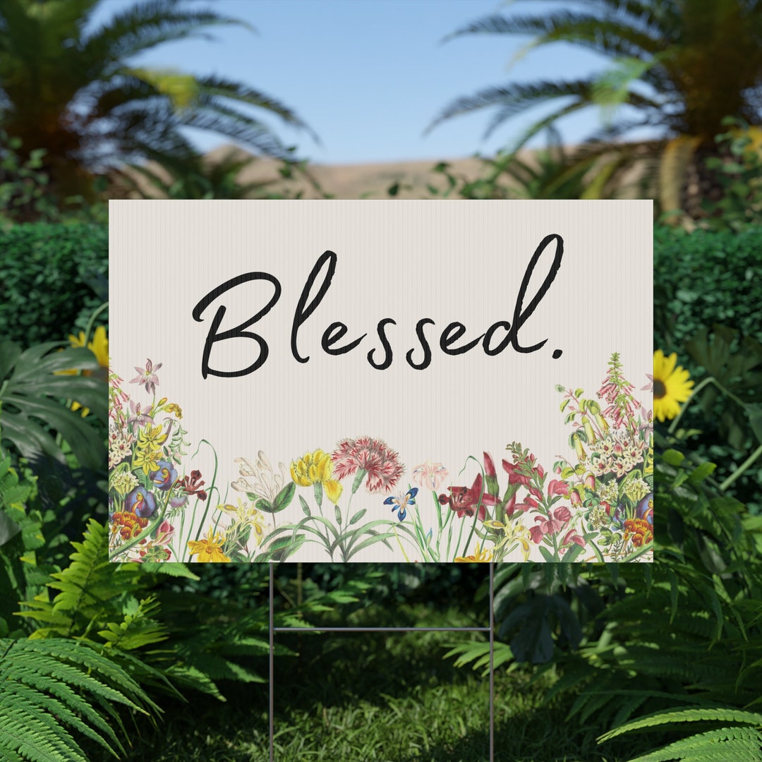 Blessed Yard Sign, Bless This House Sign, Floral Yard Sign, Cute Garden ...