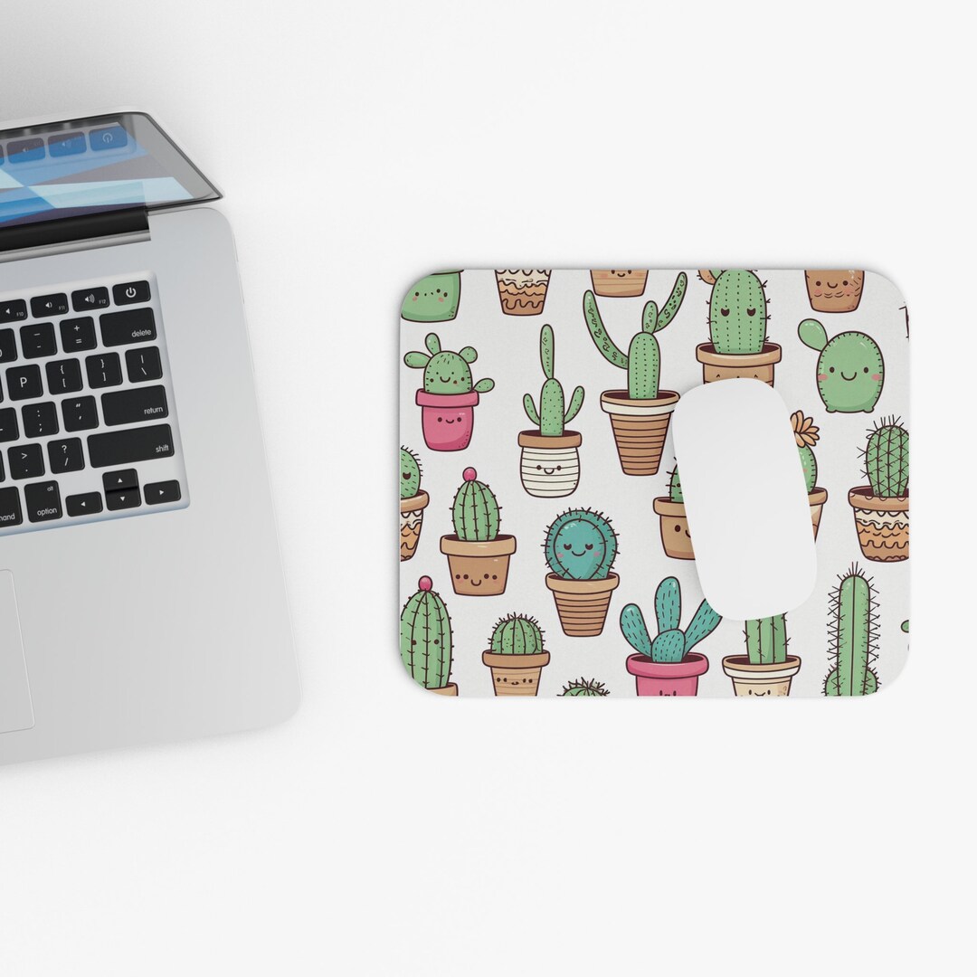 Kawaii Cactus Mouse Pad, Cute Cacti Mouse Pad, Fun Office Decor, Cute ...