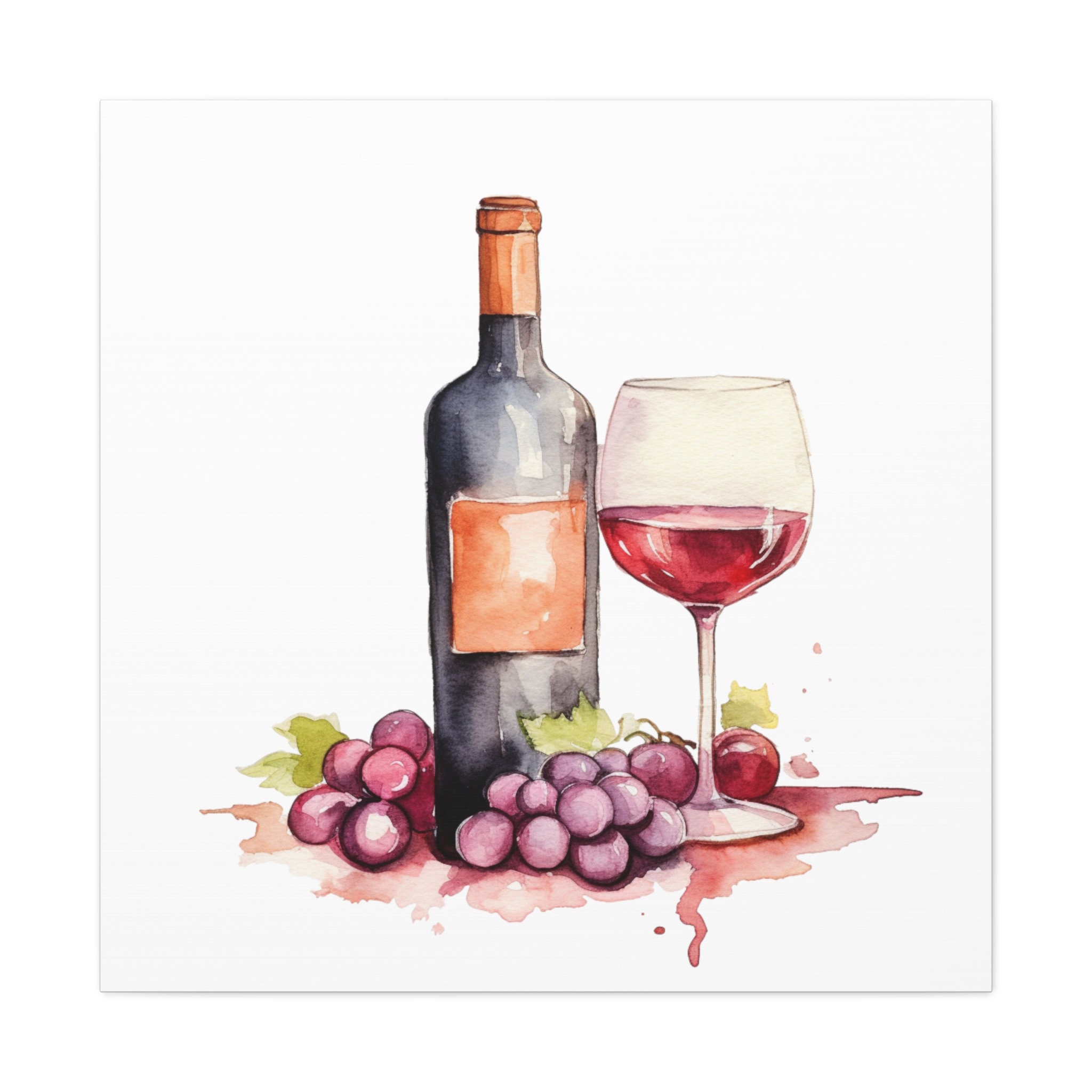 Wine and Grapes Watercolor Canvas Gallery Wraps, Watercolor Wine Art ...