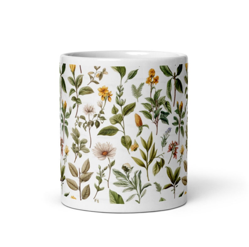 Botanical Floral Mug, Boho Flowers Cottagecore Coffee Mug, Vintage ...