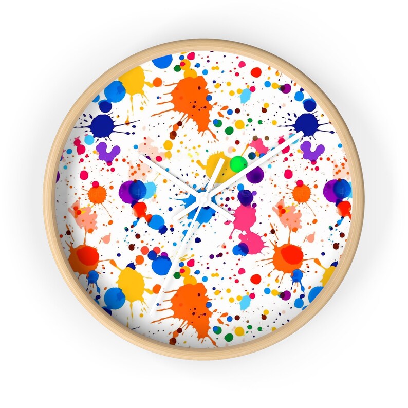 Paint Splatter Wall Clock, Colorful Home Decor, Gift for Artist, Clock ...