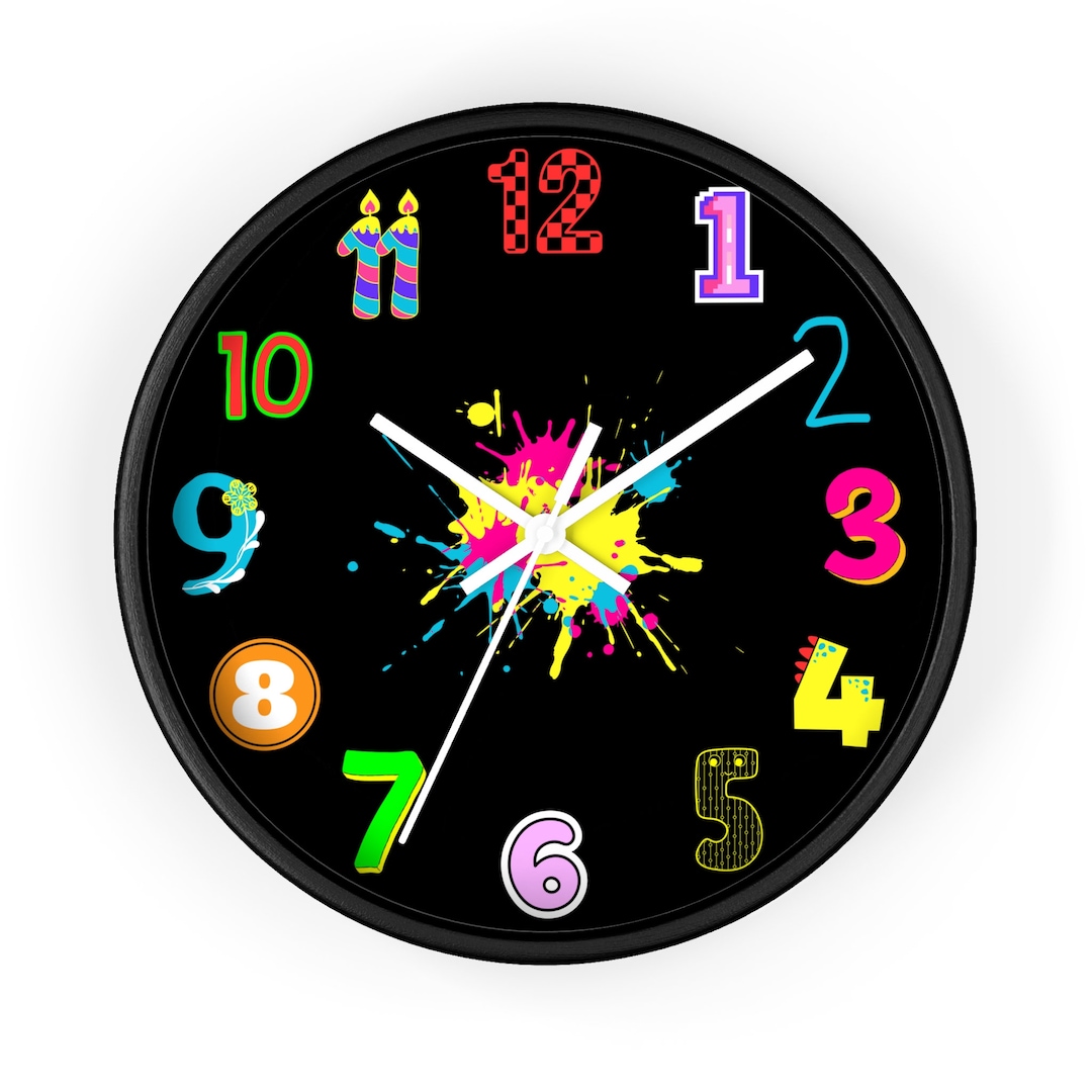 Fun and Colorful Wall Clock, Classroom Wall Clock, Art Room Clock, Kids ...