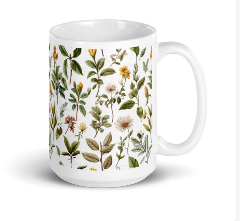 Botanical Floral Mug, Boho Flowers Cottagecore Coffee Mug, Vintage ...