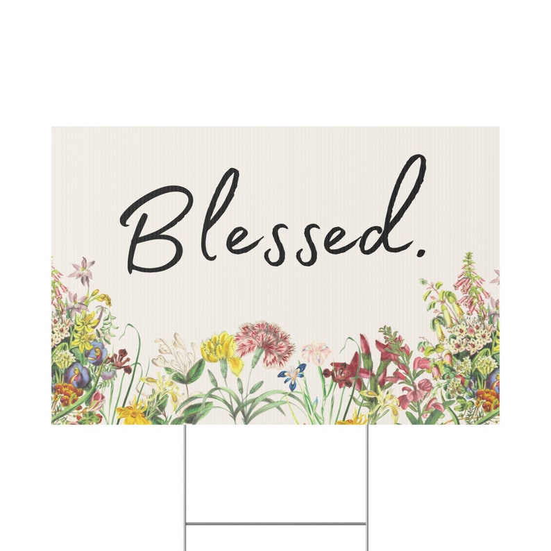 Blessed Yard Sign, Bless This House Sign, Floral Yard Sign, Cute Garden ...