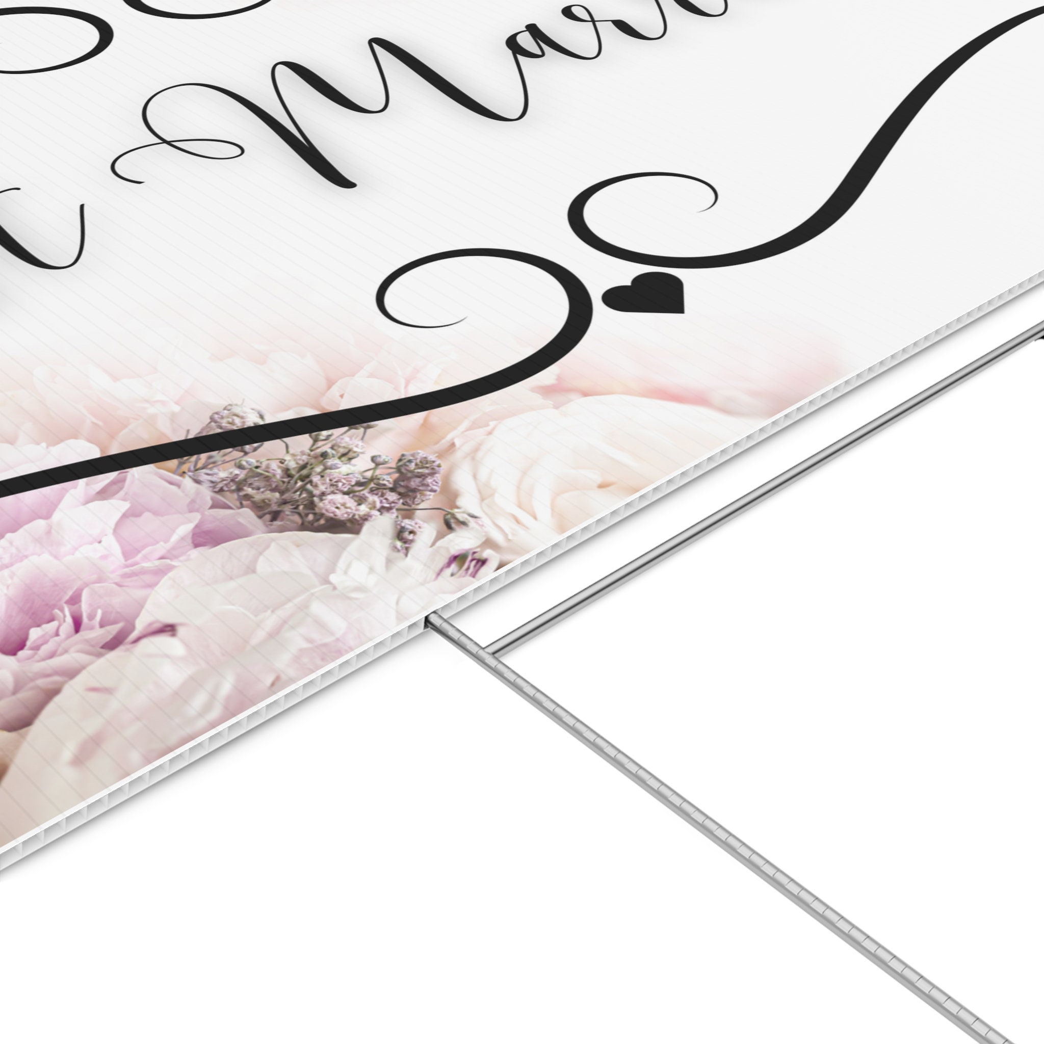 Just Married Yard Sign, Floral Yard Sign, Just Married Floral Design ...