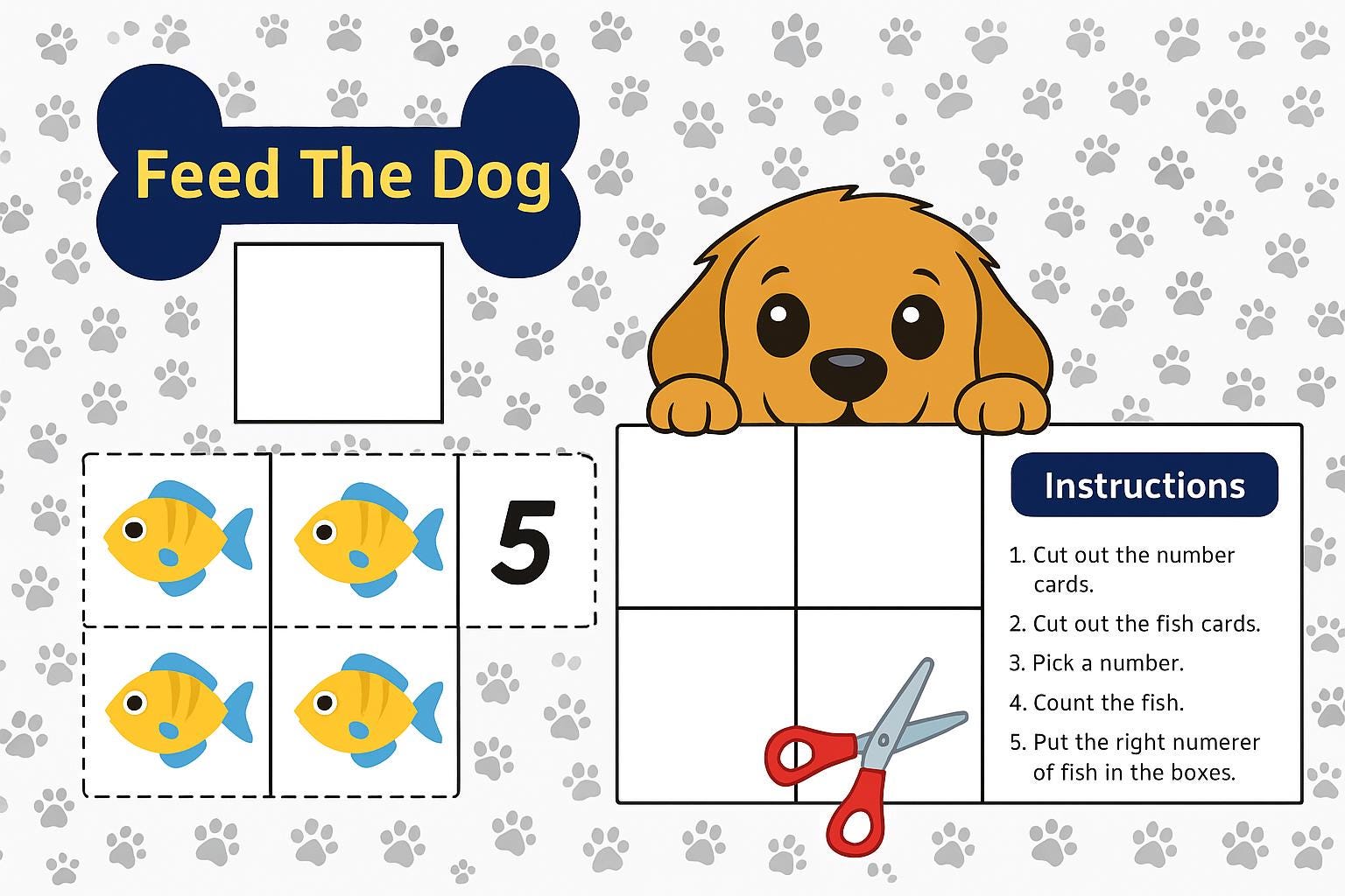 Feed the Dog Counting Game • Preschool Math Activity (PDF) - Etsy