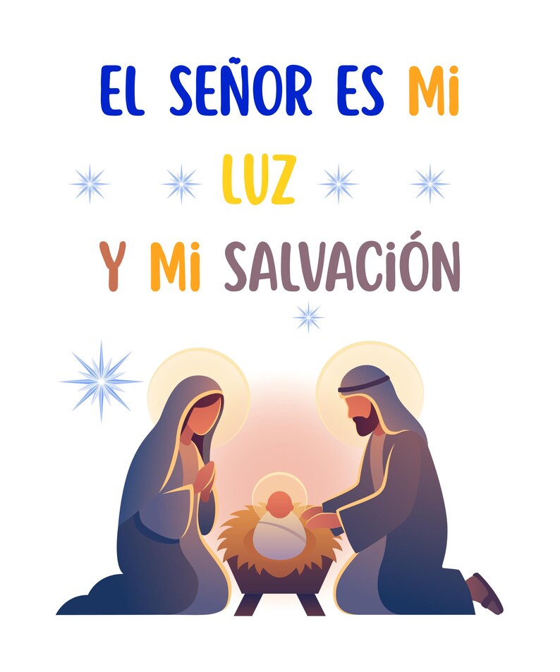 Spanish Nativity Scene Print – Psalms 27:1, Christmas Decor (digital ...