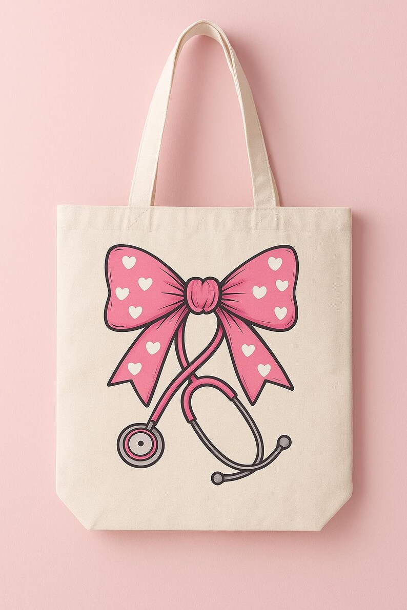 Pink Bow Stethoscope Clipart | Nurse PNG, Medical Illustration (digital ...