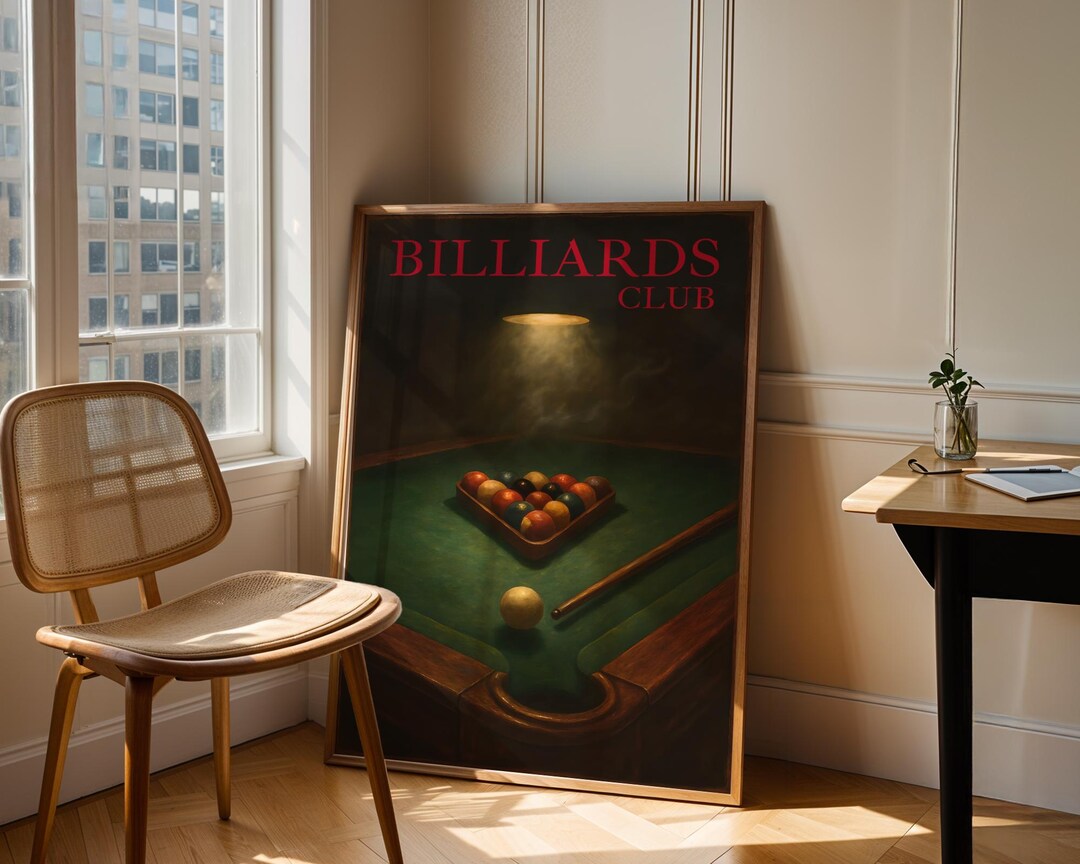 Retro Billiards Club Print | Pool Table Art | Game Room Decor - Etsy