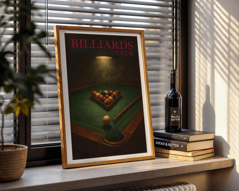 Retro Billiards Club Print | Pool Table Art | Game Room Decor - Etsy