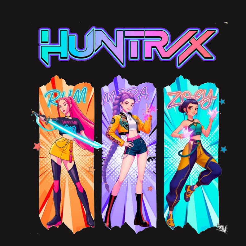Huntrix K-pop Demon Hunter PNG Bundle | Saja Girls & Boys Anime Fan Art ...