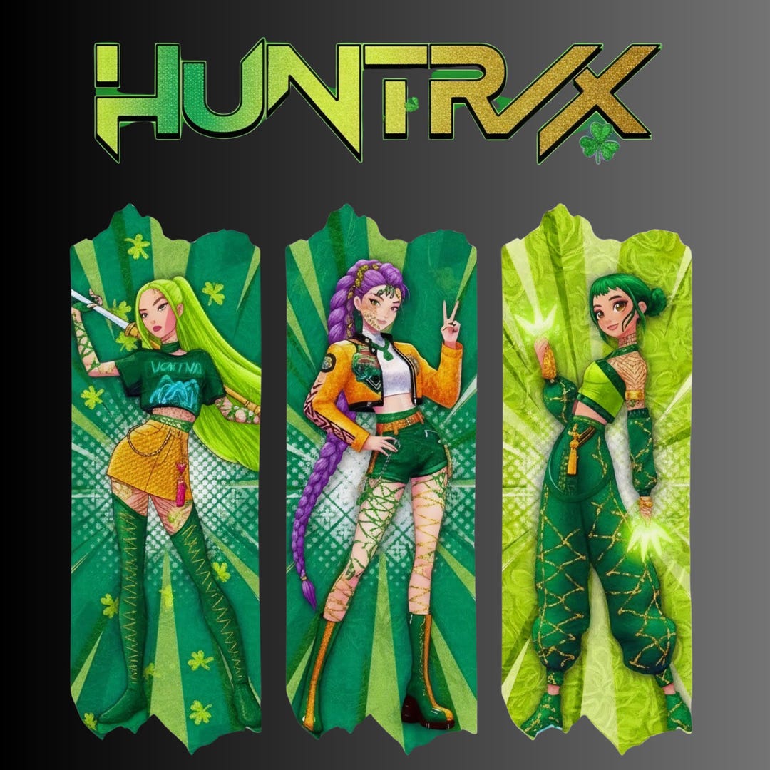 HUNTRX K-pop Inspired Digital Art PNG – Green Concept Girl Group Poster ...