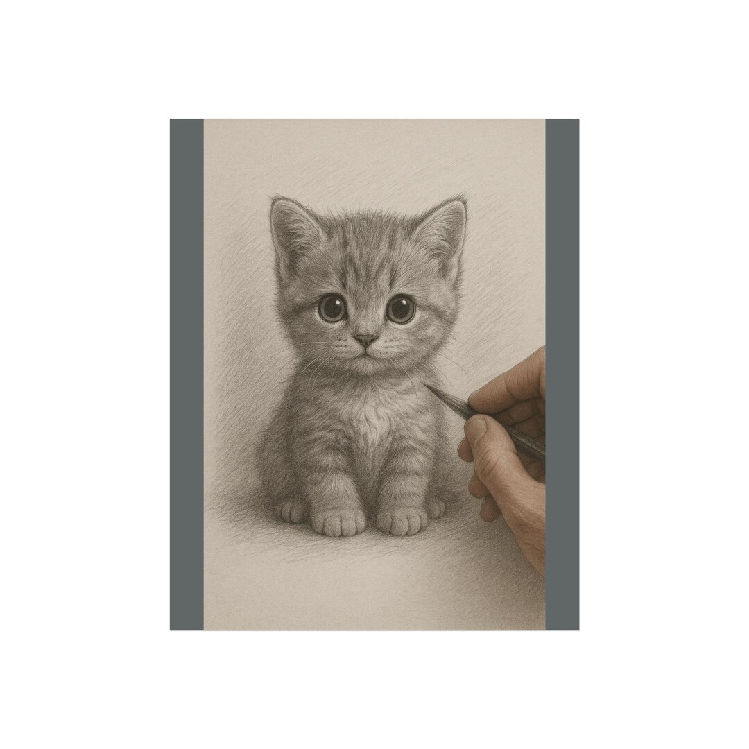 Poster Print - Hand-drawn Cute Kitten Sketch - Etsy