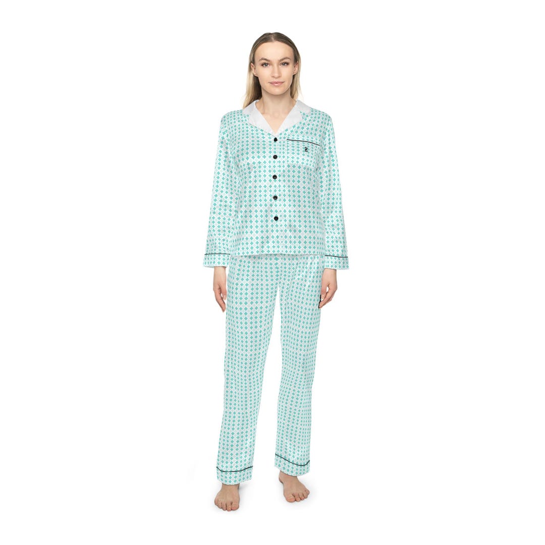 UNIO96 Minimalist Infinity Monogram Mint Green | Satin Pajamas Set - Etsy