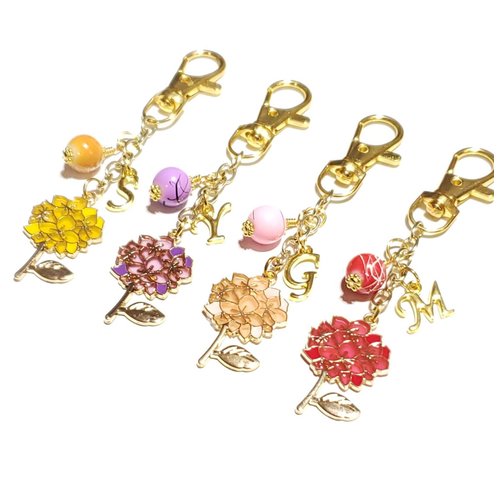 Flower Personalized Keychain Hydrangea Flower Keychain - Etsy
