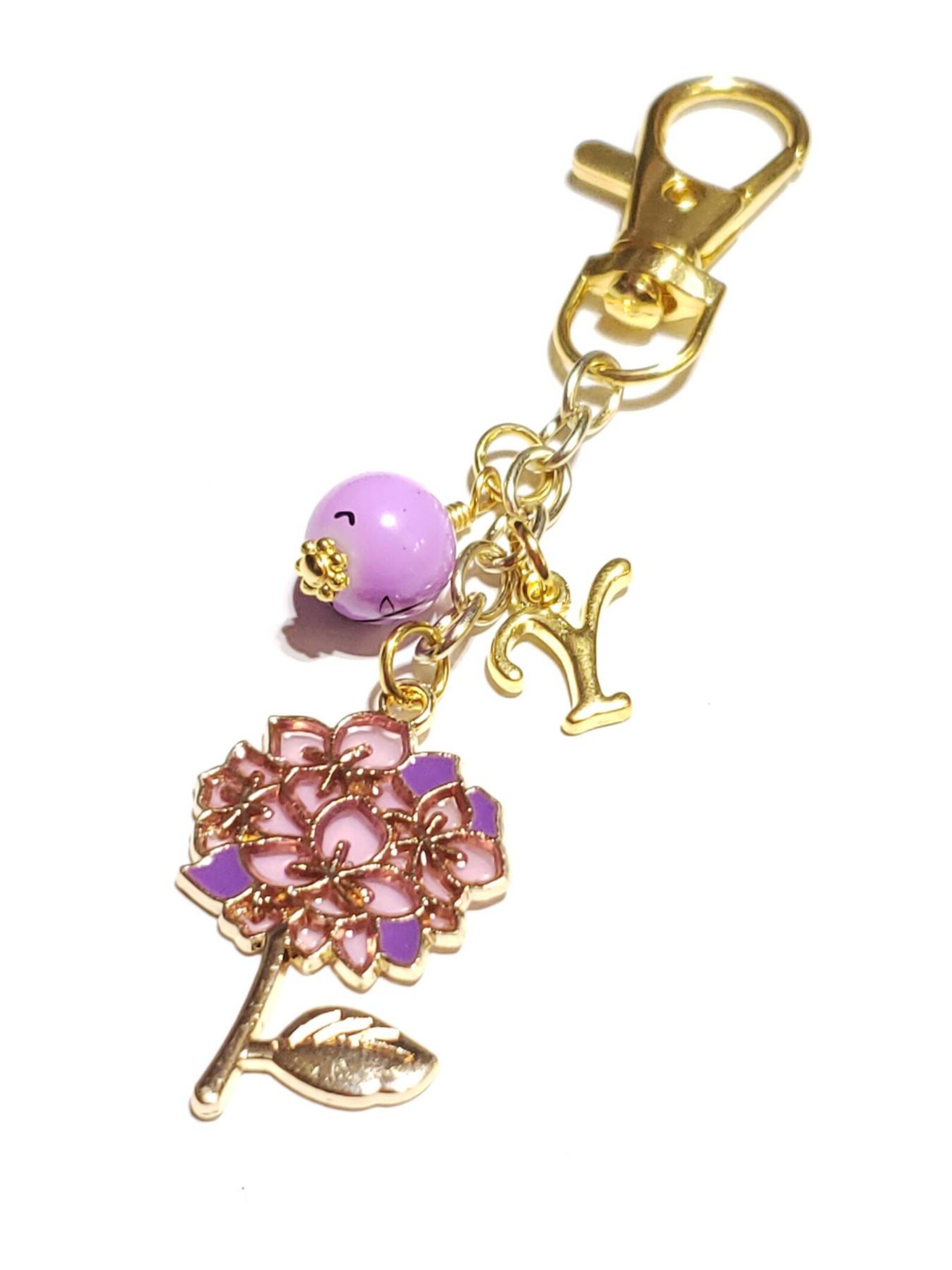 Flower Personalized Keychain Hydrangea Flower Keychain - Etsy