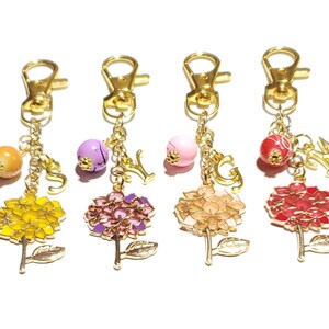 Flower Personalized Keychain, Hydrangea Flower Keychain, Custom Name ...