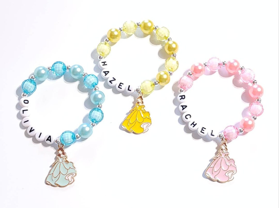 Personalized Beaded Princess Name Bracelet, Gift for Girls, Princess ...