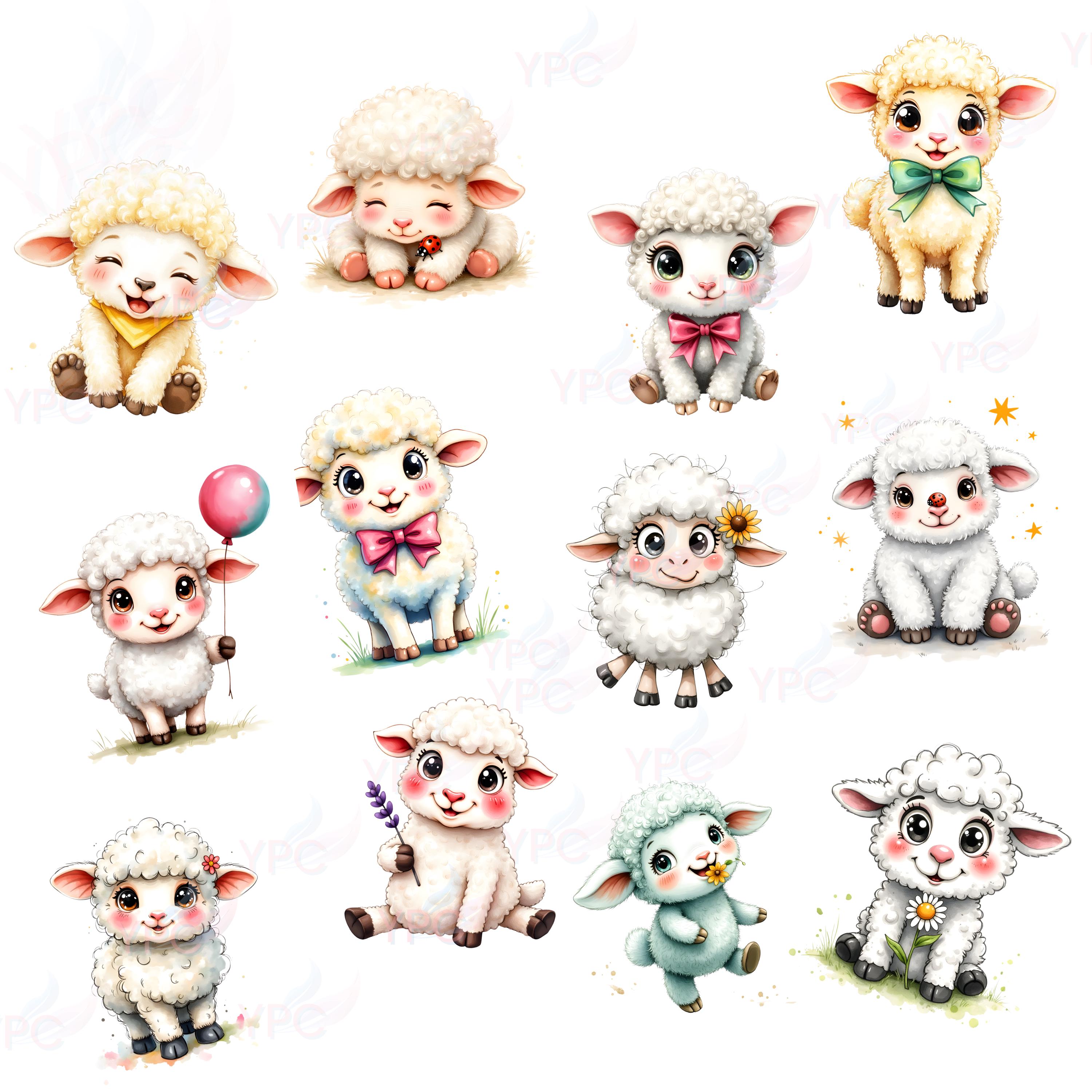 Watercolor Lamb Clipart Set | 12 Baby Sheep Pngs (instant Download) - Etsy