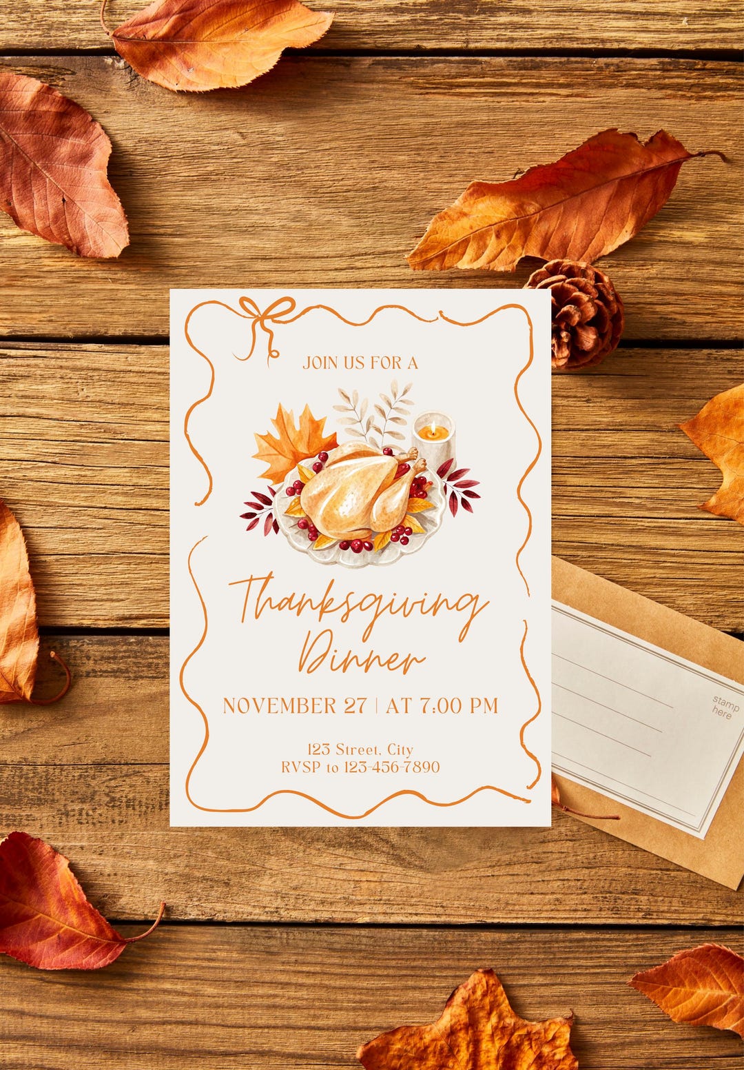 Editable Thanksgiving Dinner Invitation | Fall Party Template (digital ...