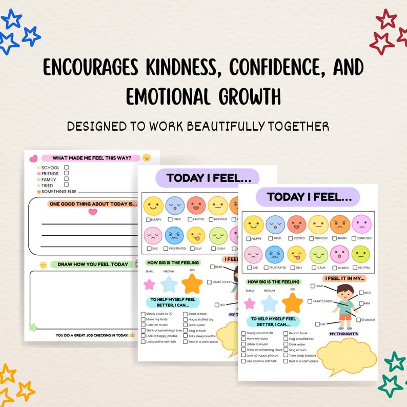 Feelings Check in Printable for Kids SEL Worksheet Emotional Regulation ...