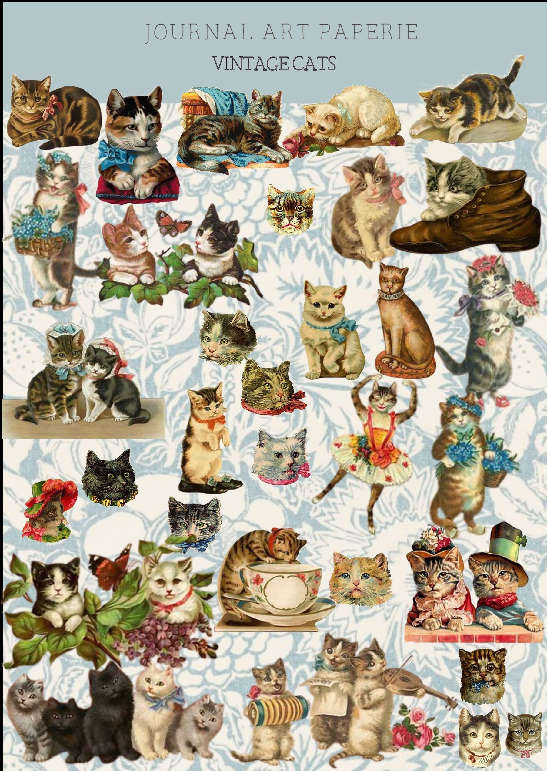 Vintage Kitty Cats Die Cut Stickers - Etsy Australia