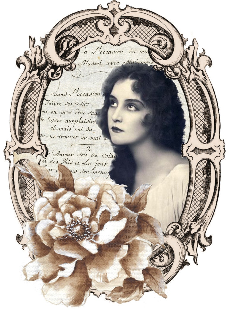 Vintage Women in Floral Vintage Frames printable Download - Etsy