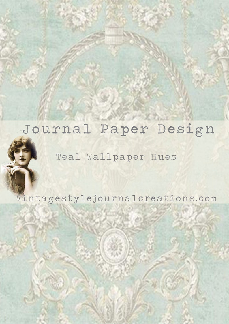 Vintage Style Printable Wallpaper Designs Teal Hues - Etsy