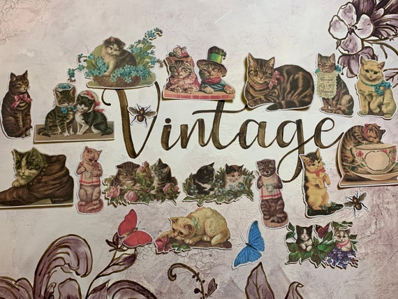 Vintage Kitty Cats Die Cut Stickers | Etsy Australia