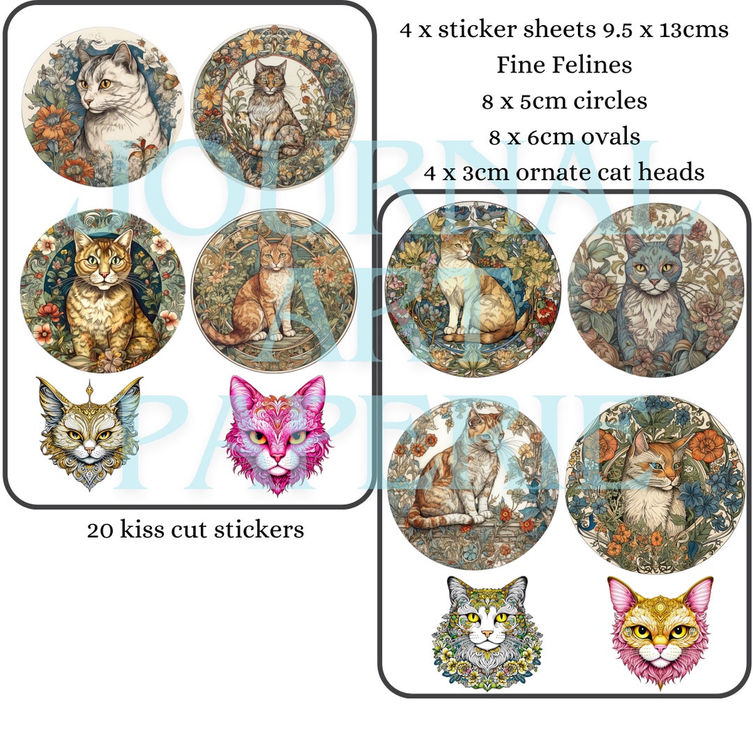 The Fine Feline Kiss Cut Sticker Sheets 12 X 5.5cms Sticker Sheets of ...