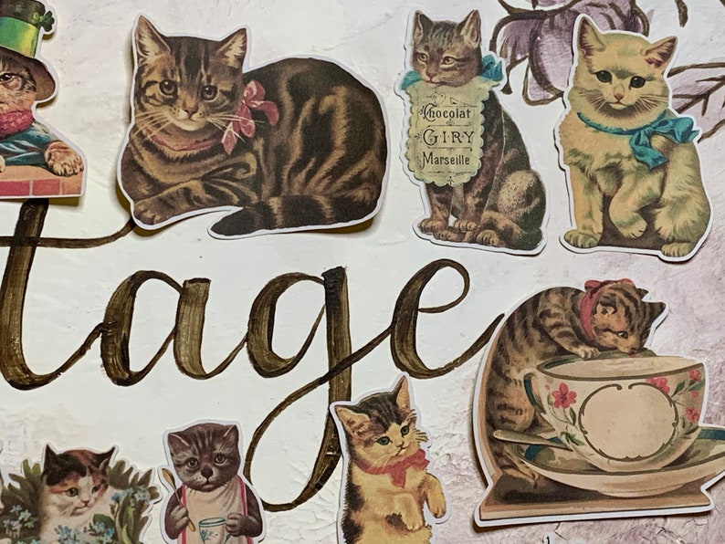 Vintage Kitty Cats Die Cut Stickers | Etsy Australia
