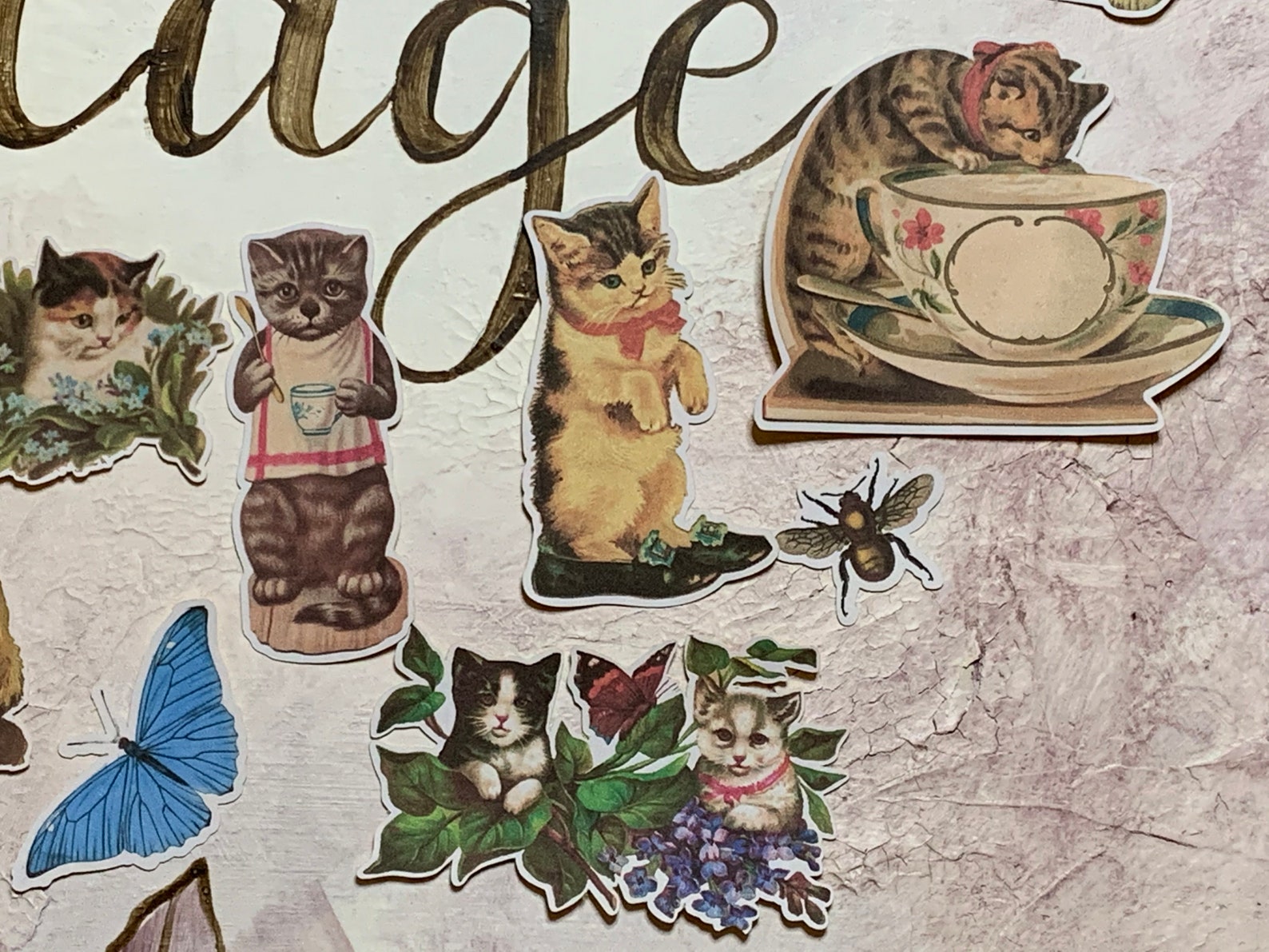 Vintage Kitty Cats Die Cut Stickers | Etsy Australia