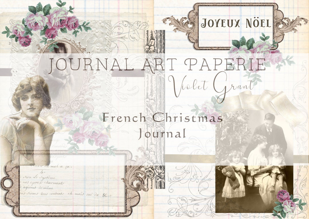 French Vintage Christmas Journal ~ Digital Paper - Etsy