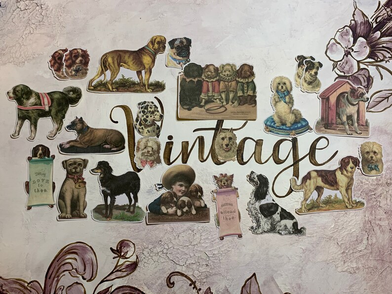 Vintage Dogs Die Cut Stickers | Etsy Australia