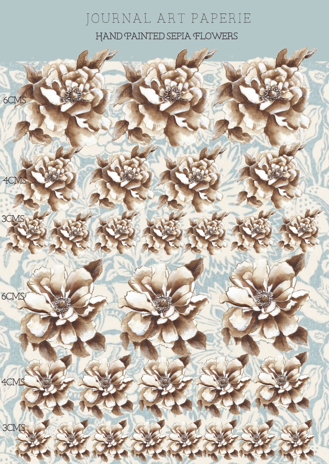 Hand Painted Sepia Floral Die Cut Stickers - Etsy