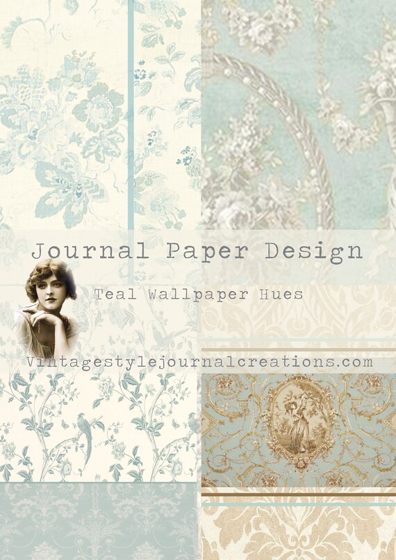 Vintage Style Printable Wallpaper Designs Teal Hues - Etsy
