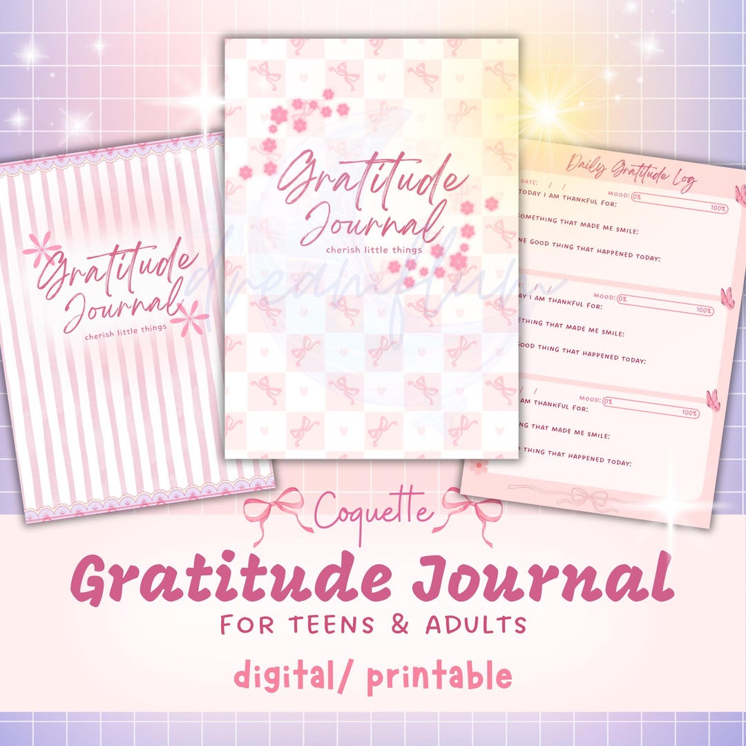 Gratitude Journal: Coquette Pink for Teens & Adults (digital Download ...