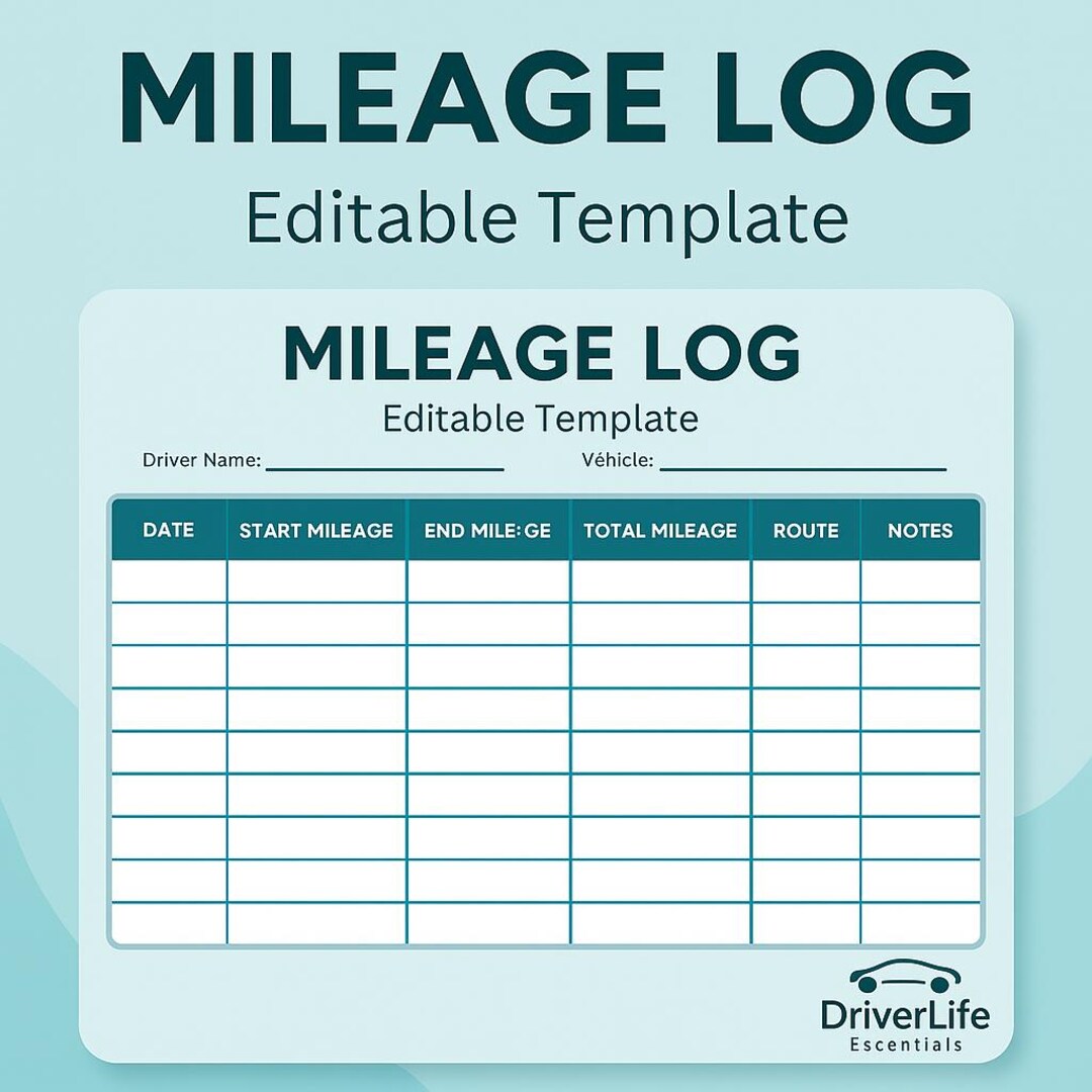 Mileage Expense Tracker Printable, Digital Editable Finance & Trip Log ...