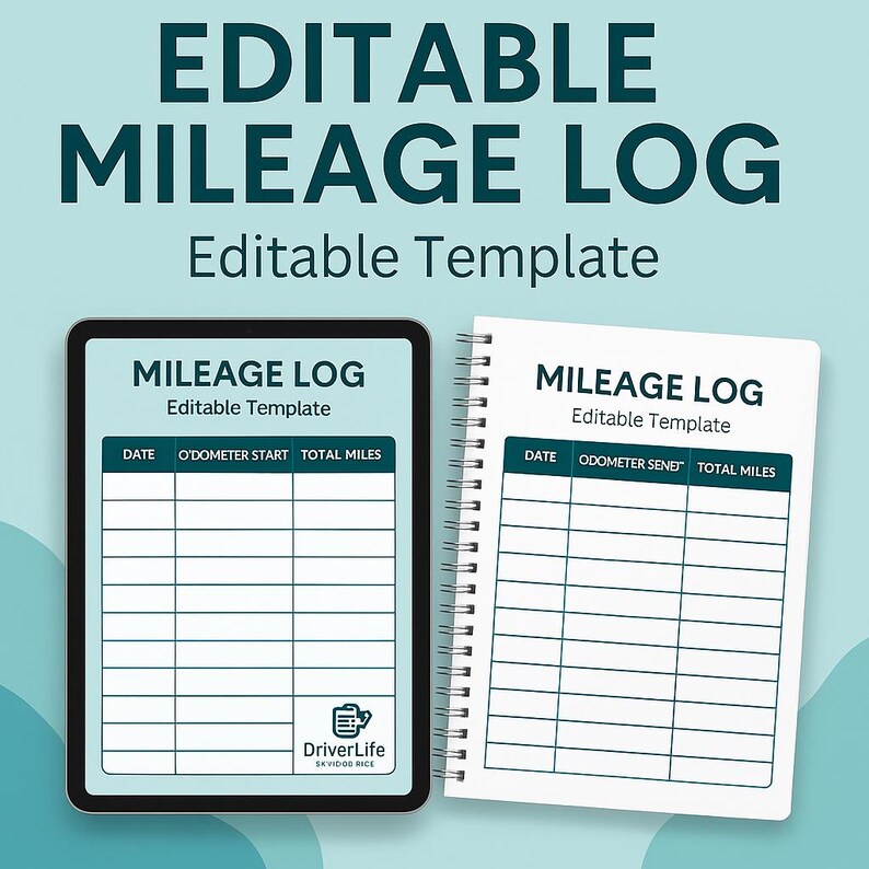 Editable Mileage Log PDF – Printable Driver & Vehicle Logbook - Etsy