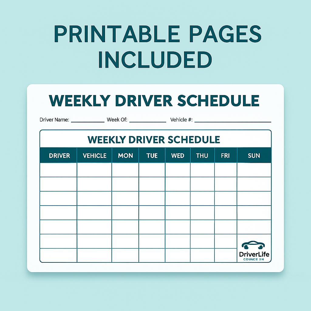 Weekly Driver Planner Printable, Mileage and Expense Tracker, Digital ...