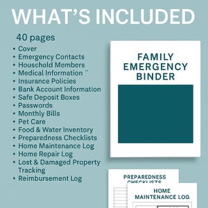 Family Emergency Planner Printable, Digital Preparedness Binder ...