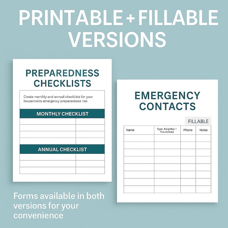 Family Emergency Binder – Digital Printable Fillable Preparedness Home ...
