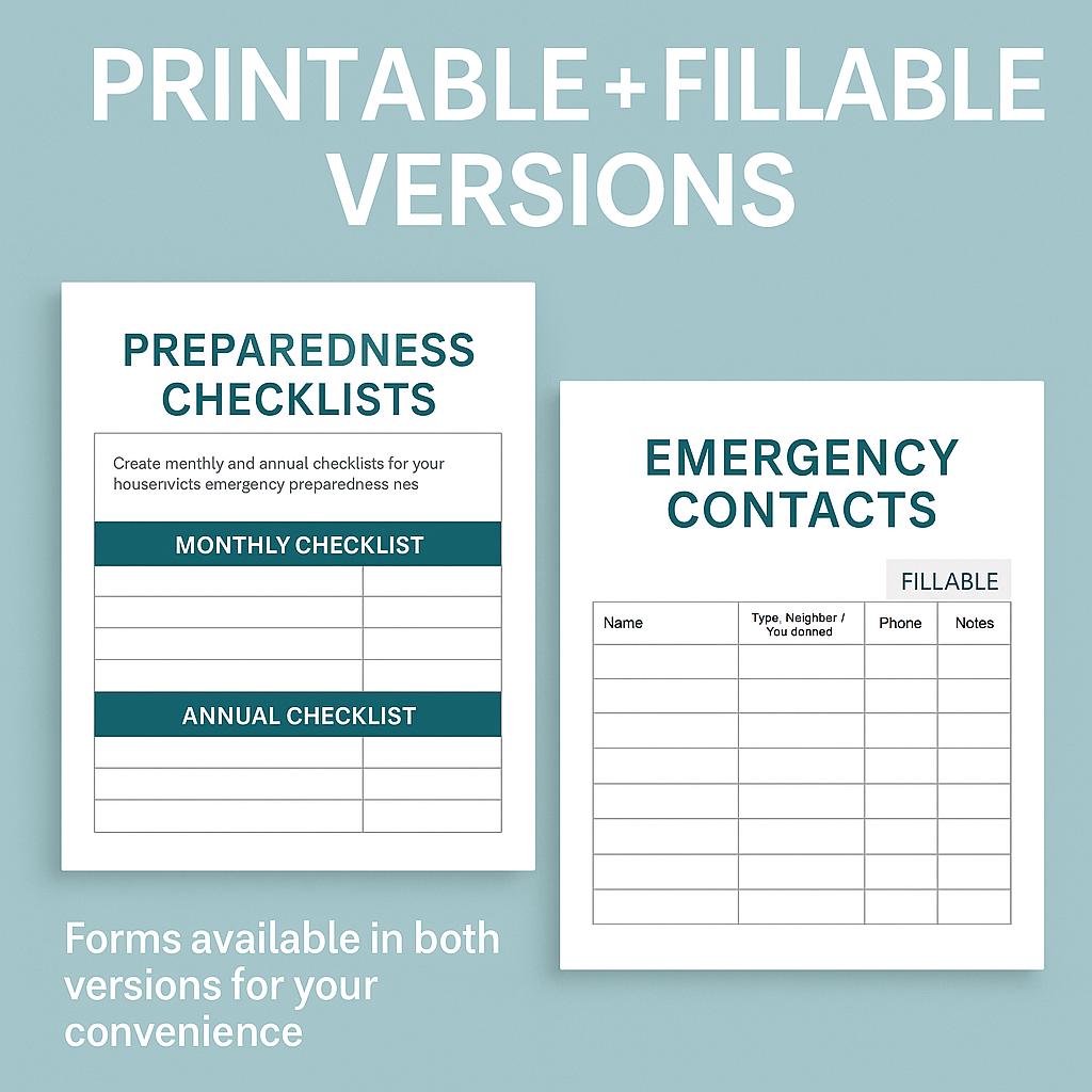 Family Emergency Binder – Digital Printable Fillable Preparedness Home ...