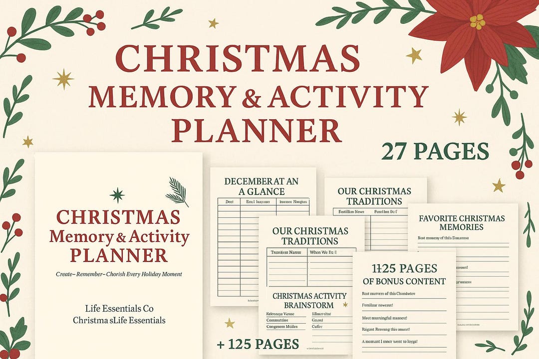 Christmas Memory & Activity Planner, Holiday Traditions (digital ...