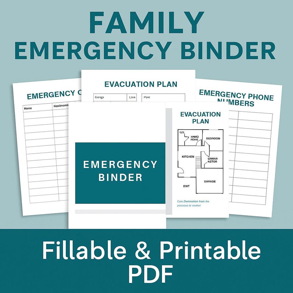 Family Emergency Planner Printable, Digital Preparedness Binder ...
