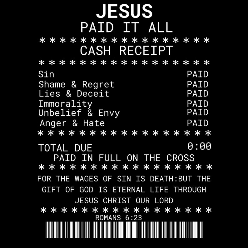 Jesus Paid It All Receipt PNG, Christian Bible Verse (digital Download ...