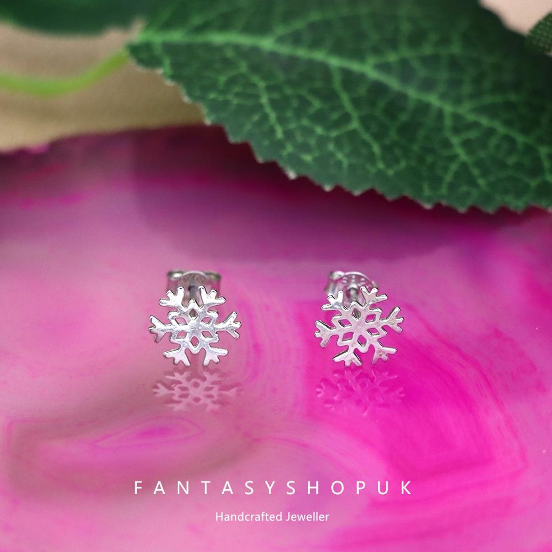 S925 Sterling Silver Snow Tree Snowflake Stud Earrings - Etsy UK