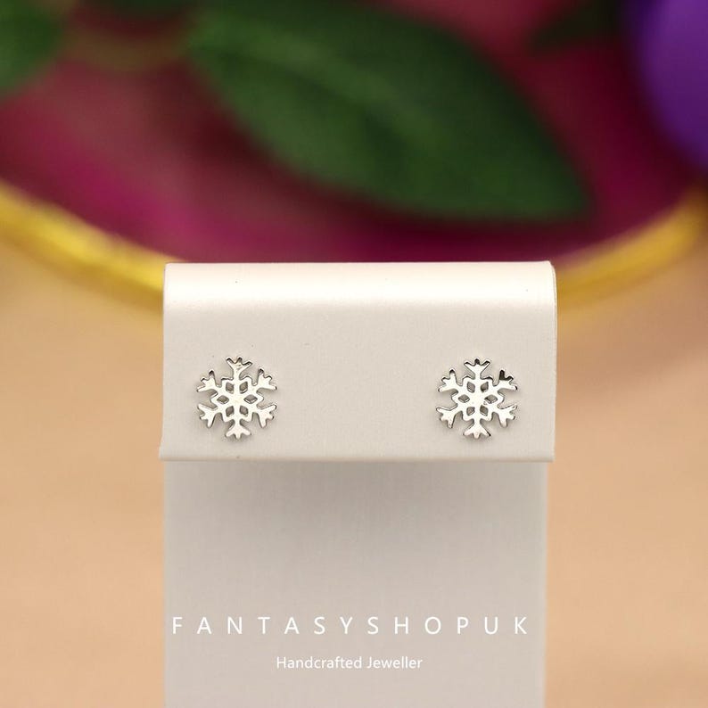 S925 Sterling Silver Snow Tree Snowflake Stud Earrings - Etsy UK