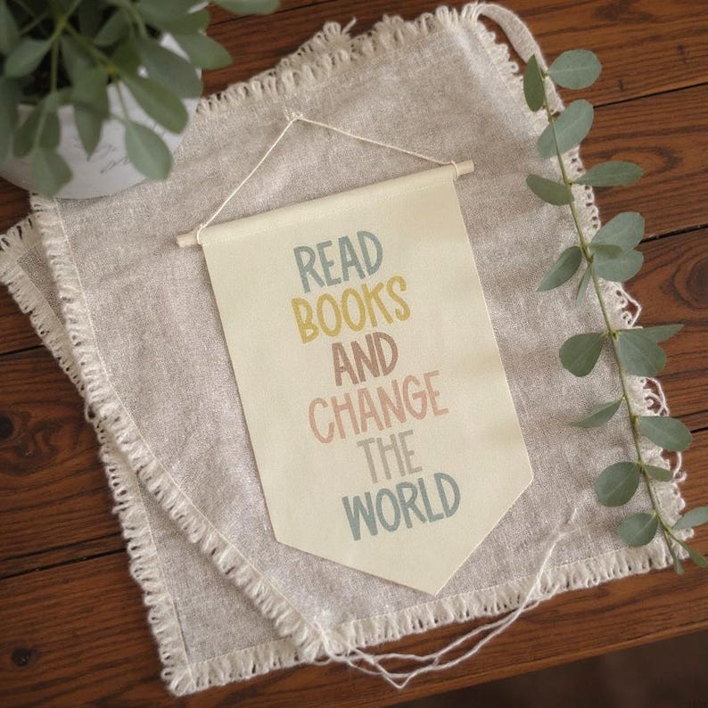 Reading Quote Wall Banner | Book Lover Wall Art | Motivational Pennant ...