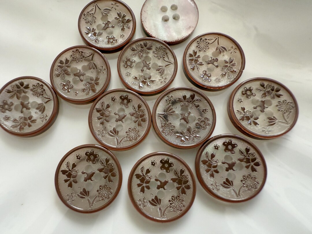 12PC Gray Flower & Leave Resin Buttons Sewing Crafts Flat Back Buttons ...